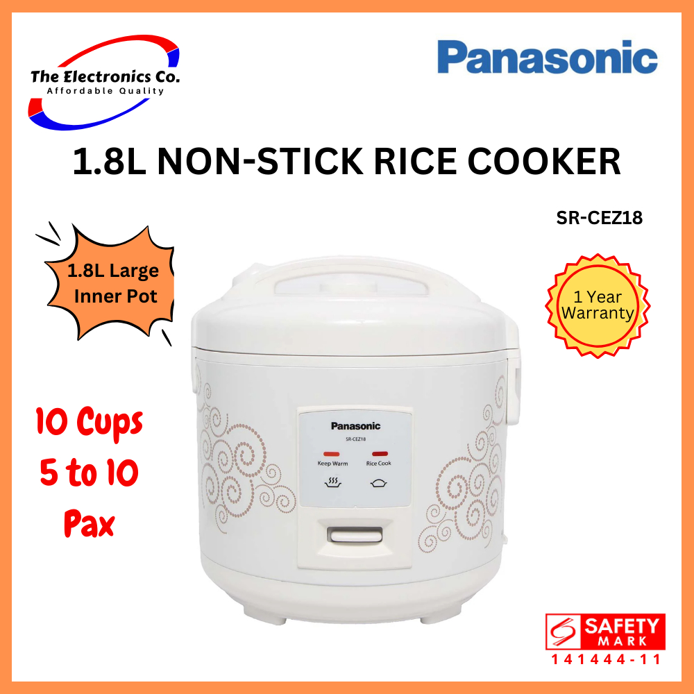 Panasonic 1.8L Non-Stick Rice Cooker Attached Cover Cook Rice Automatic ...