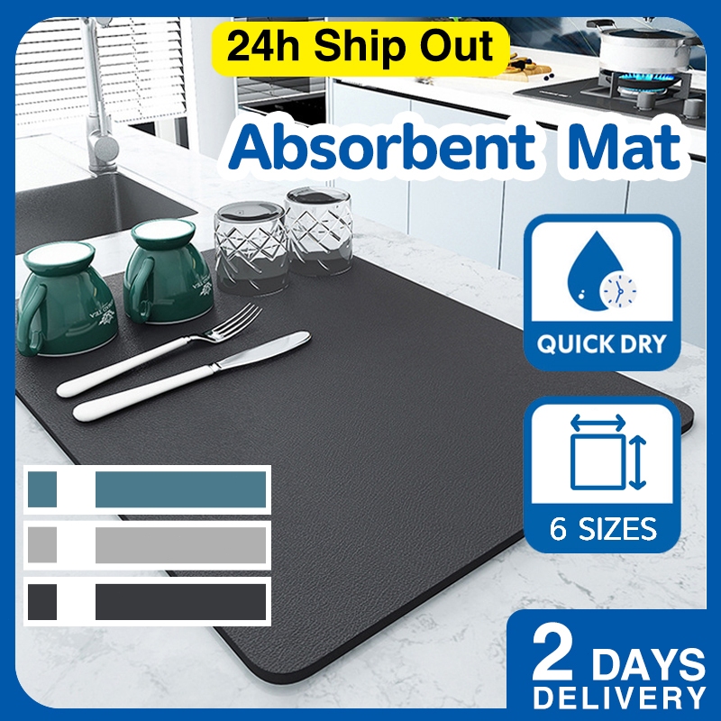 [SG]Large Kitchen Drain Mat Water Absorbent Mat Waterproof Diatomite ...