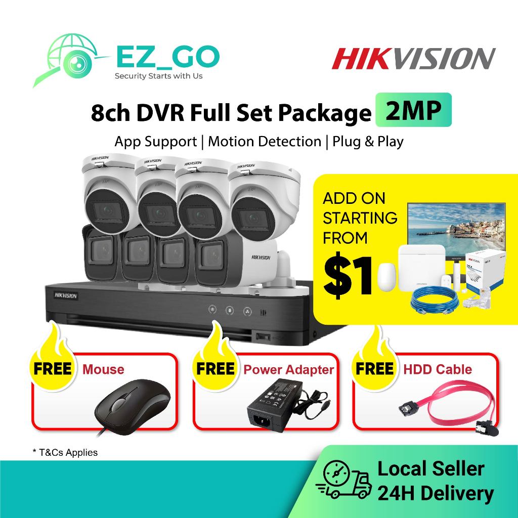 [Local Warranty] Hikvision 2MP 8ch cctv DVR full set packages with HDD ...