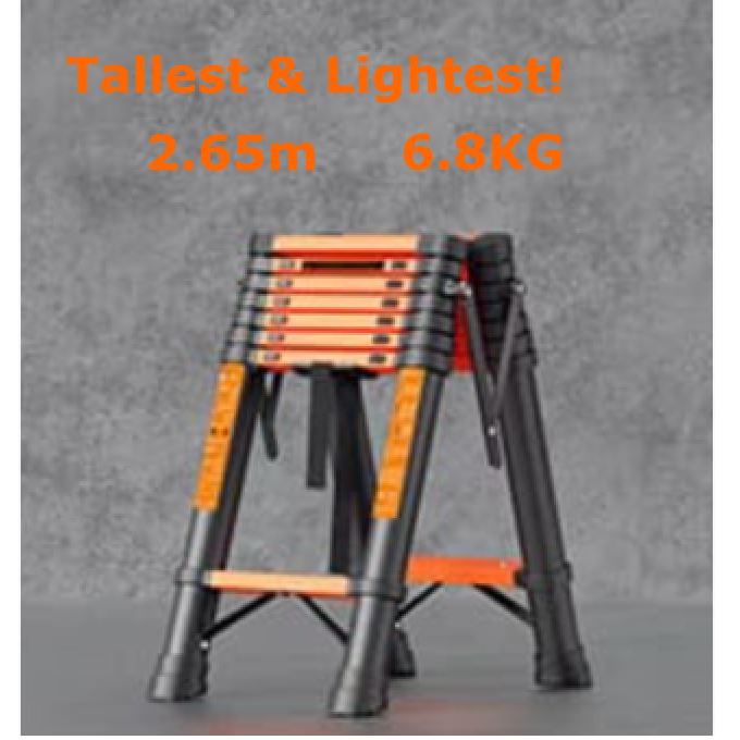 Lightest & Tallest -Compact foldable 4 step telescopic Ladder 6.8kg to ...