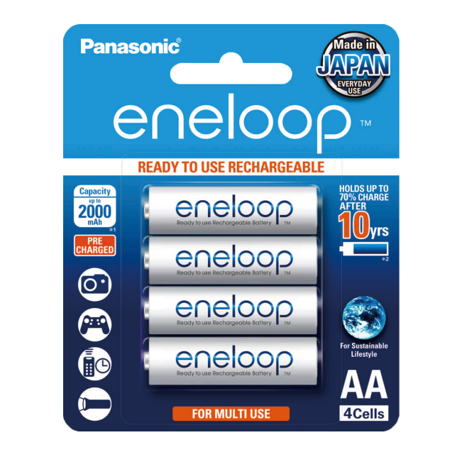 Panasonic Eneloop AA Ni-MH Pre-Charged Rechargeable Battery (Double A ...
