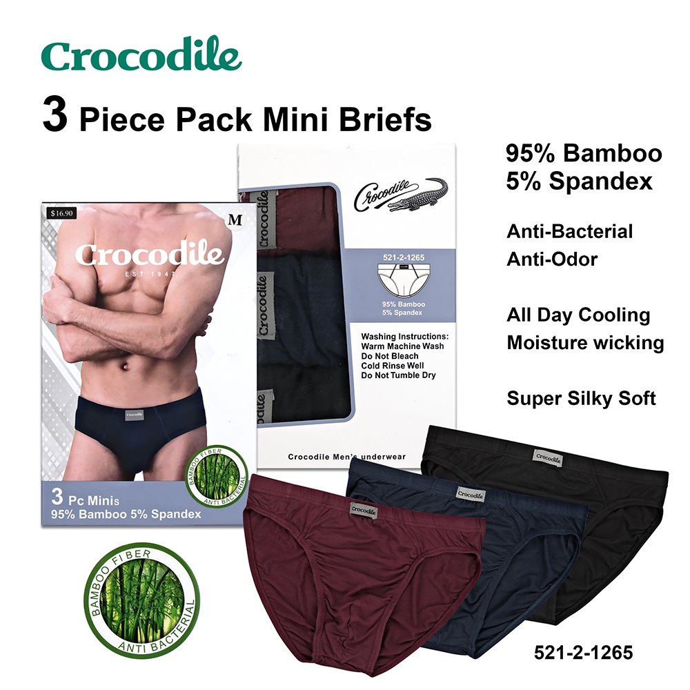 Crocodile- 3-Pcs Men's Mini Briefs/ Underwear (Bamboo Spandex) | Shopee Singapore