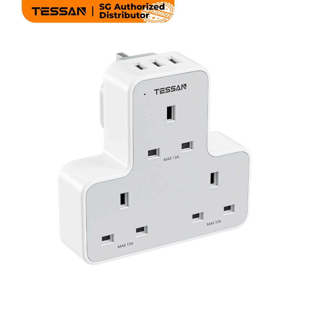 TESSAN - 3 Ways Wall Socket Outlet Multi Plug Extension Wall Adapter ...
