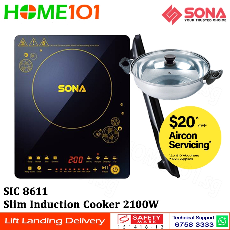 Sona Slim Induction Cooker 2100W SIC 8611 | Shopee Singapore