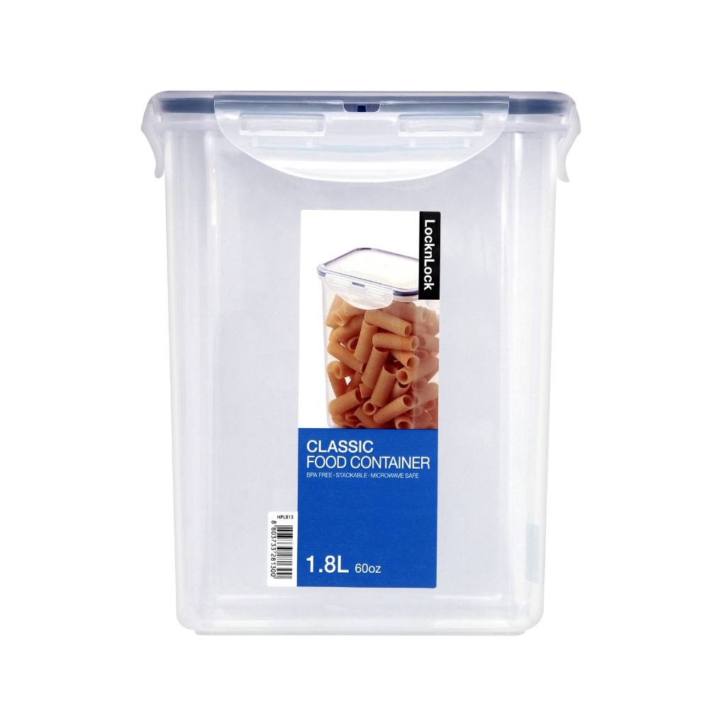 Lock & Lock Classic Stackable Airtight Rectangle Food Container, 1.8L ...