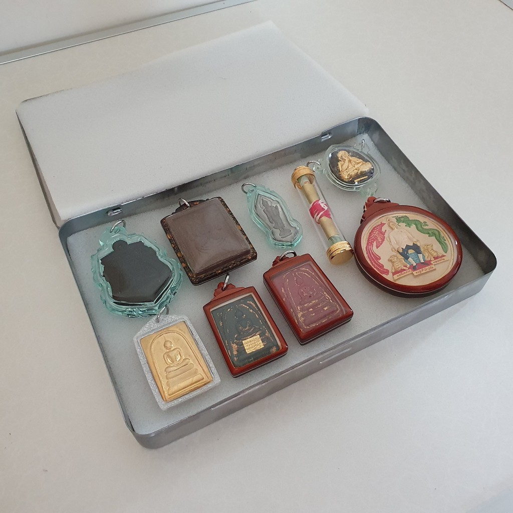 Old School Vintage Thai Amulet Metal Stainless Steel Storage Box For ...