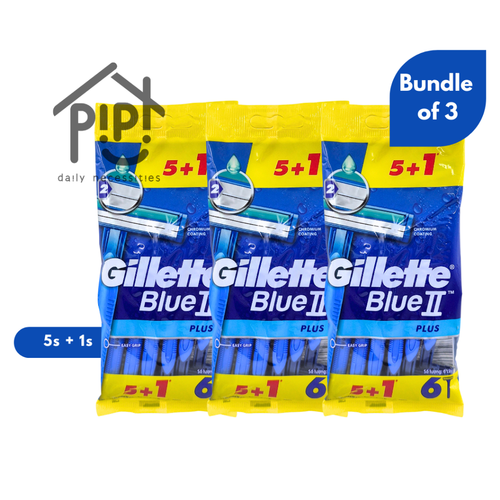 Gillette Blue II Plus Disposable Razor Shaver (5+1) x 3 | Shopee Singapore