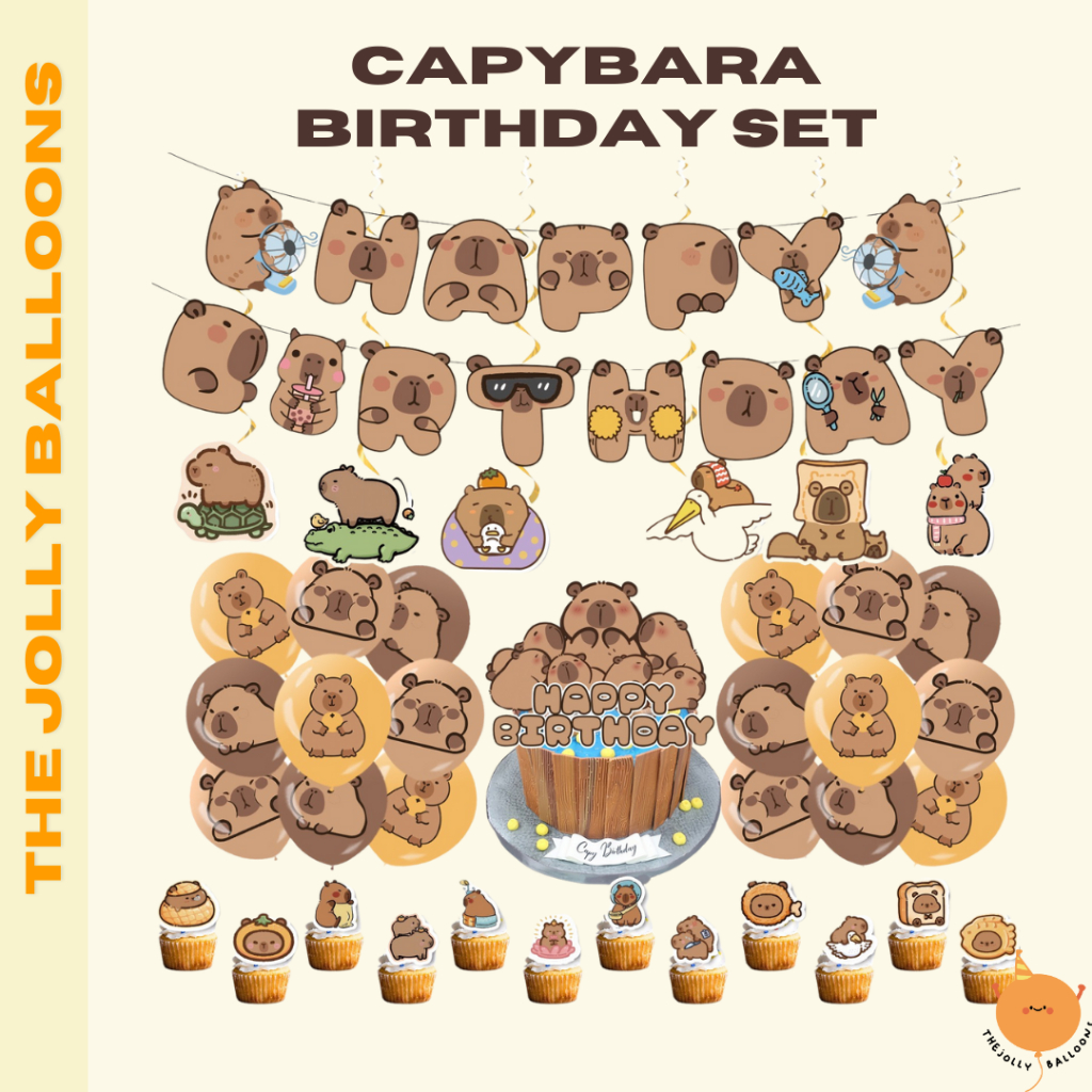 [SG Stock] Capybara Theme Birthday Balloon Set Party Decoration Banner ...