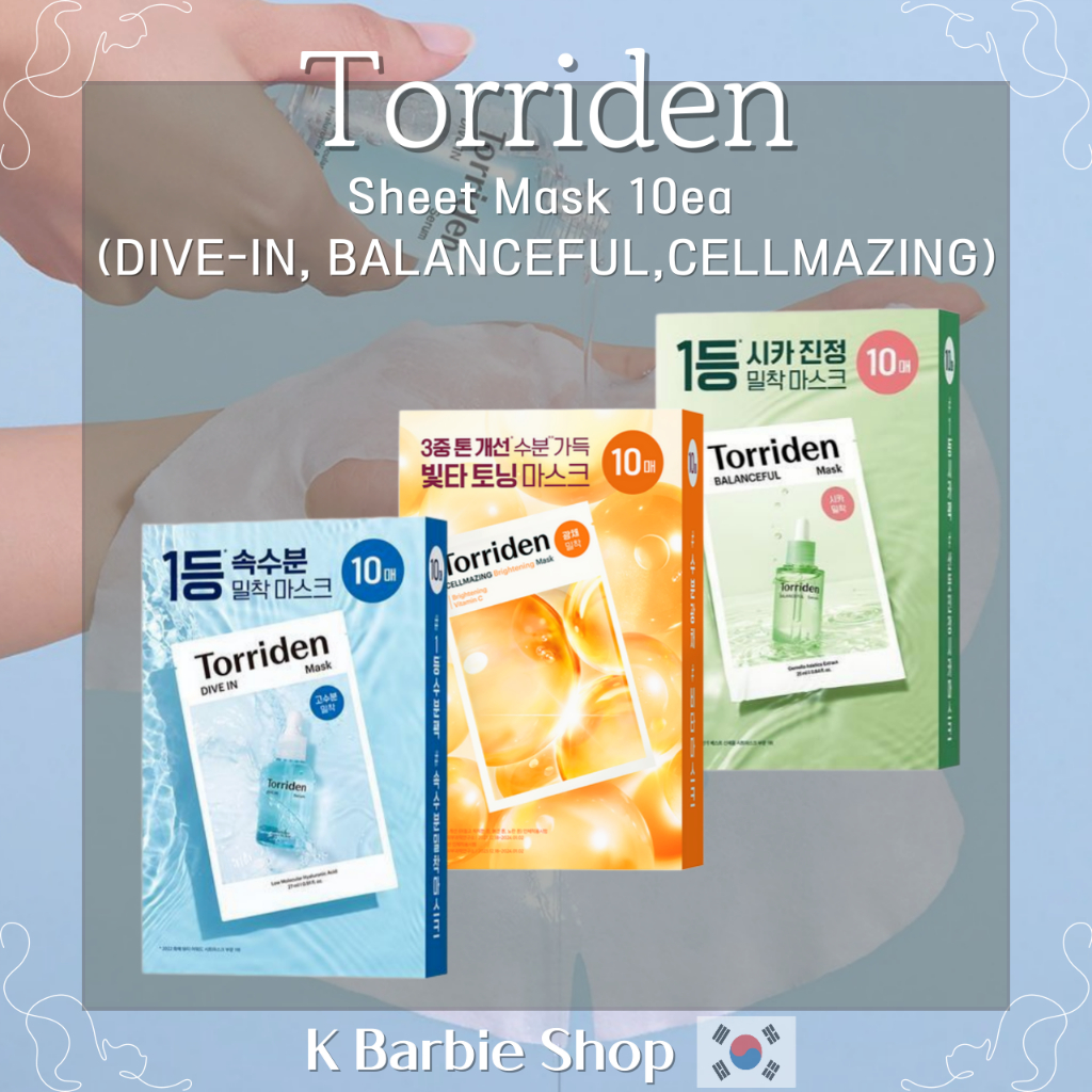 Torriden Sheet Mask 10ea (Choose 1: Moisture / Soothing / Brightening ...