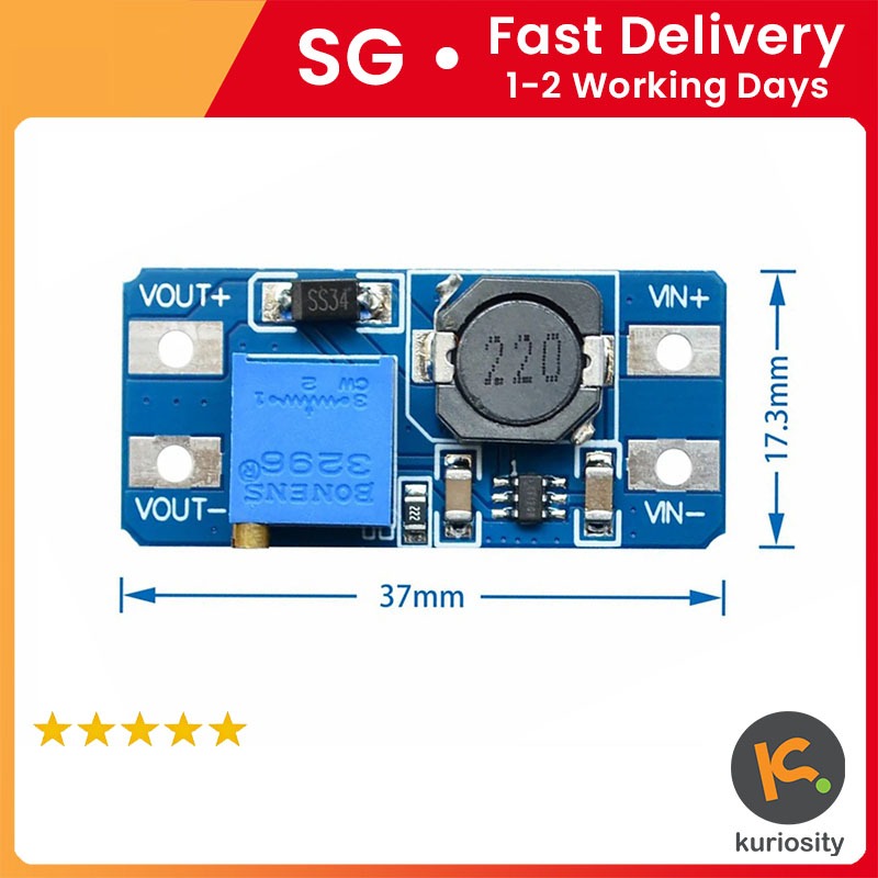 DC-DC Step Up Boost Converter 2 - 24V to 5 - 28V (2A) MT3608 | Shopee Singapore