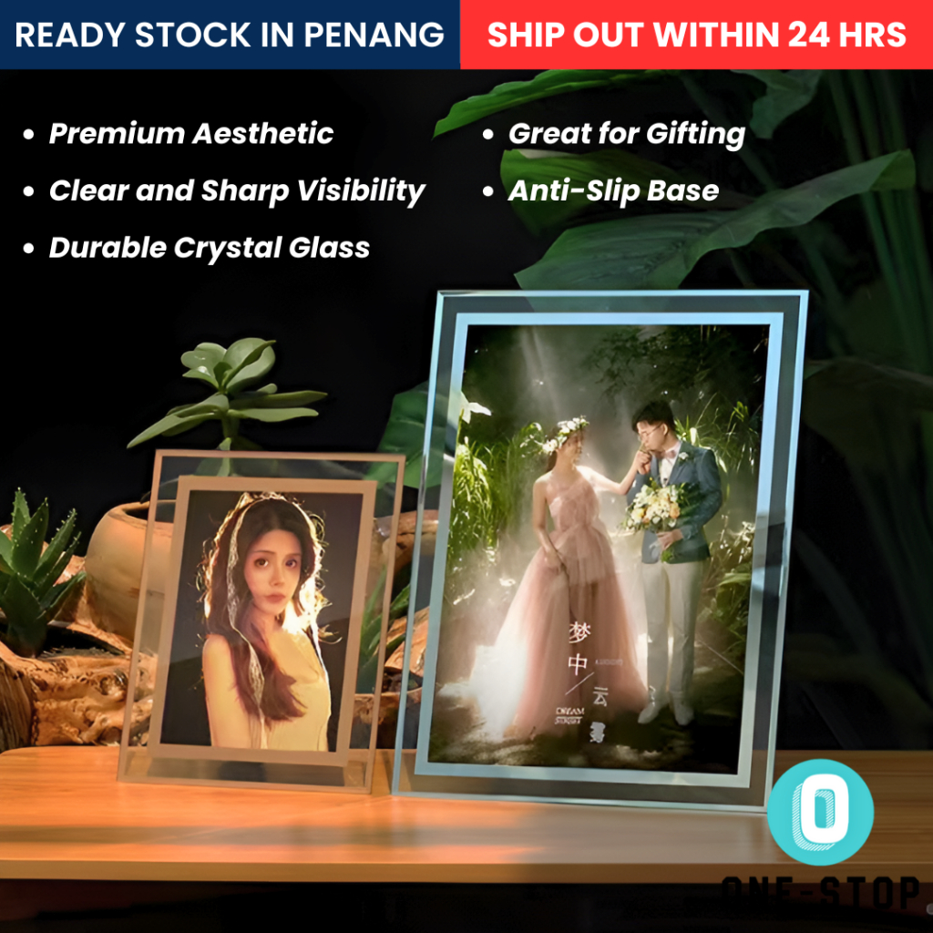 Crystal Glass Photo Frame | Premium Home Décor 4R / 6R / 8R / A4 | Bingkai Kaca Cantik | 水晶玻璃相框 ...