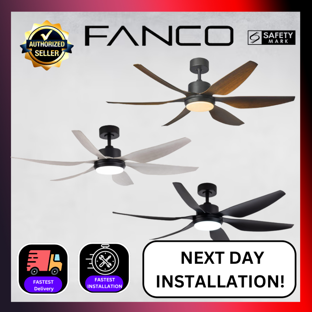CHEAPEST INSTALLATION Fanco Heli 6-Blades DC Ceiling Fan with Remote ...