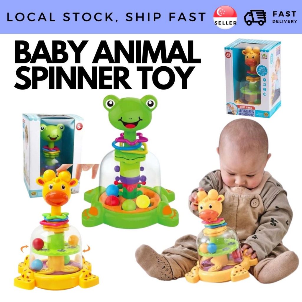 🇸🇬 Local Stock 🇸🇬 Baby Push & Spin Animal Giraffe / Frog Spinner ...