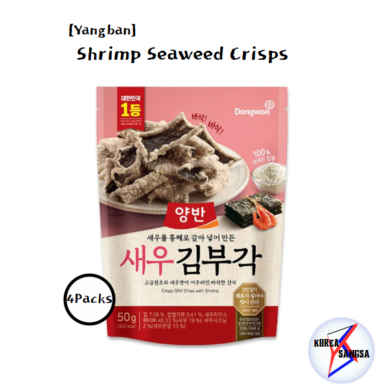 [Yangban] Shrimp Seaweed Crisps (Gim Bugak) – 50g x 4 Packs | Korean ...