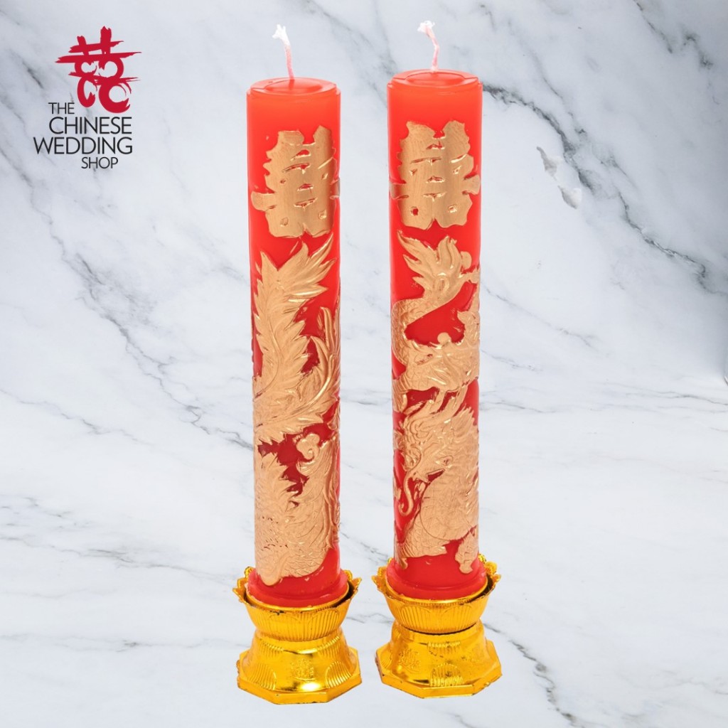 The Chinese Wedding Shop - Dragon & Phoenix Candles with stands ...