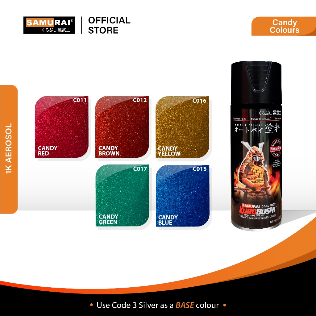 Samurai Spray Paint Candy Spray Tin Colours Aerosol - Candy Red Candy ...