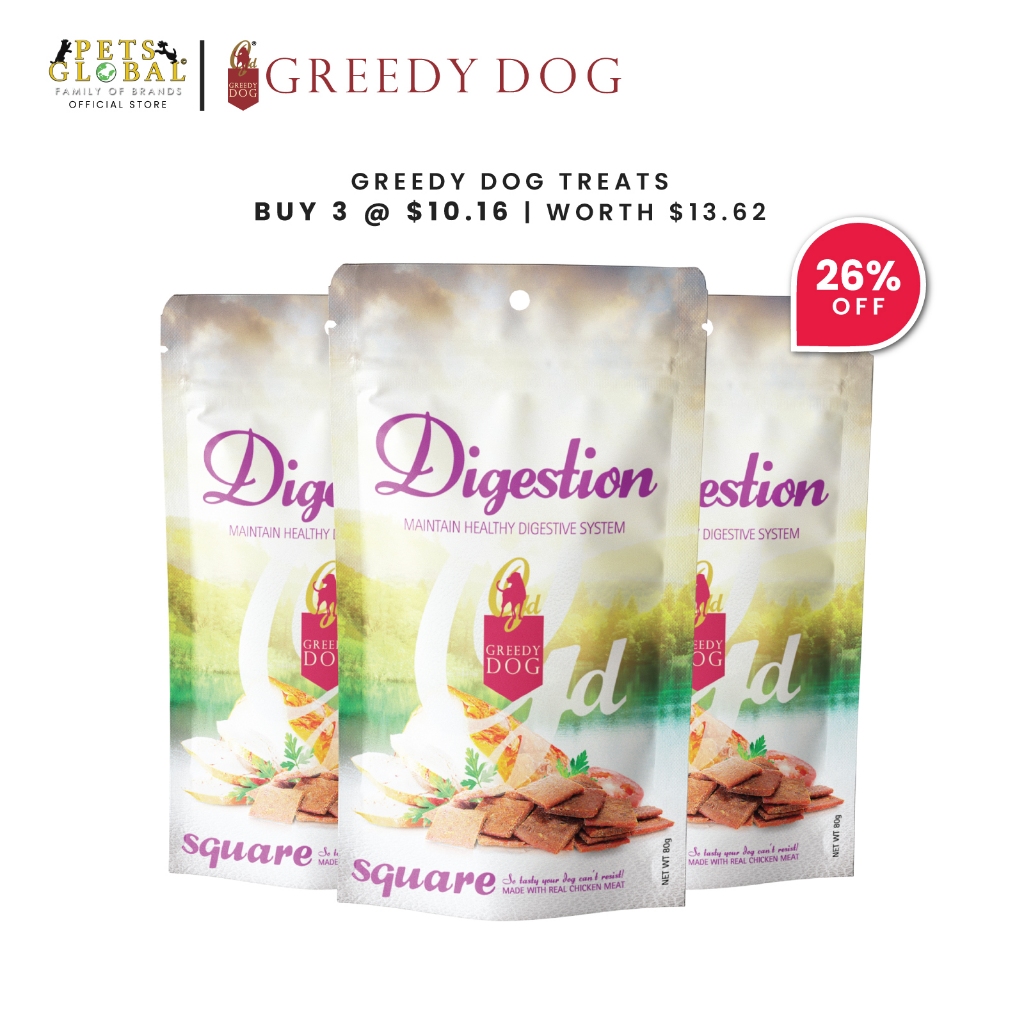 [3 for $10.16] Greedy Dog Digestion Square Formula Dog Treats (80g x 3 ...