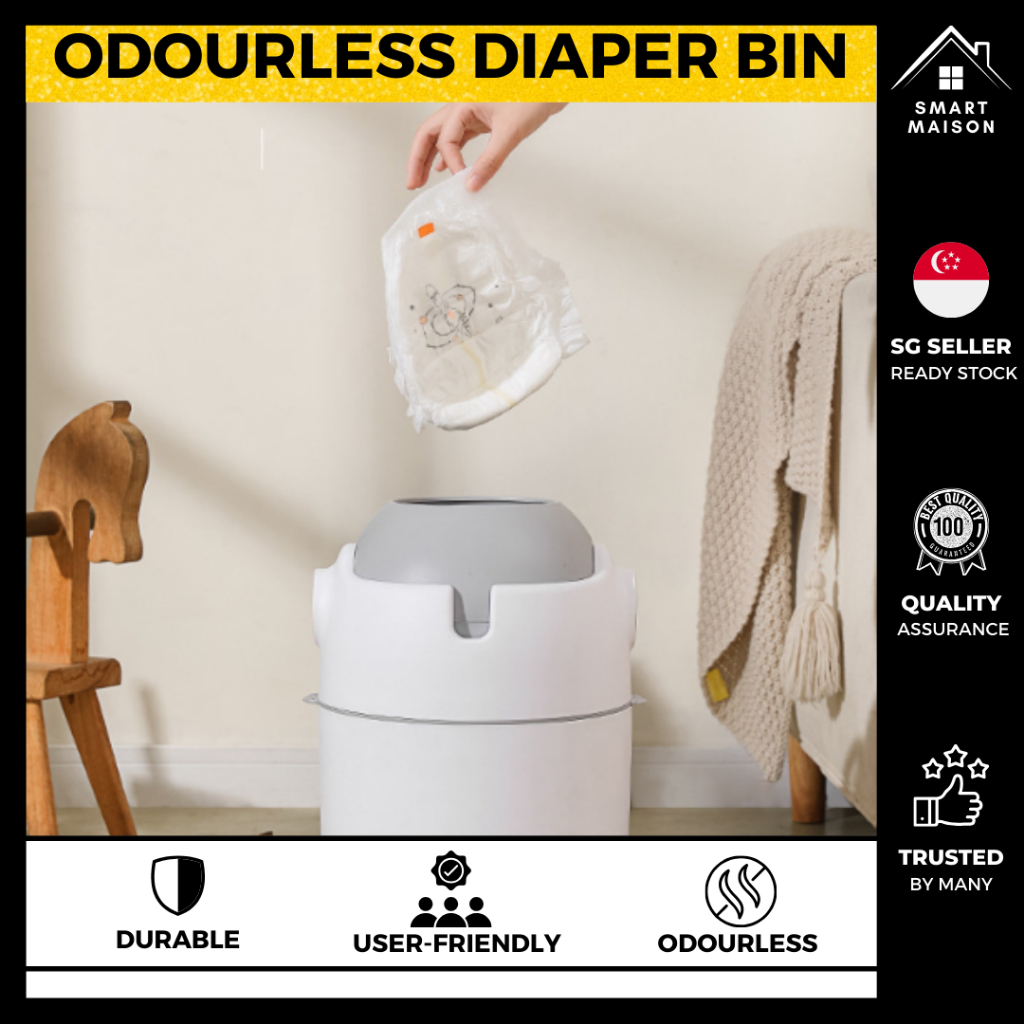 Odorles Bin (Baby diaper Bin/ Baby care/ Disposal Pail) | Shopee Singapore