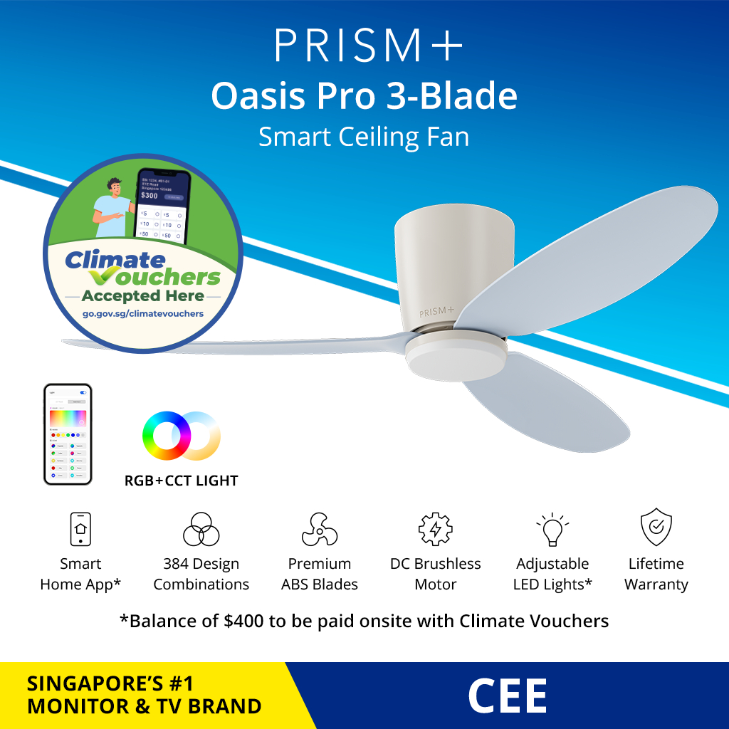 [NEA CLIMATE VOUCHER $400] PRISM+ Oasis Pro Macaron Smart Ceiling Fan ...