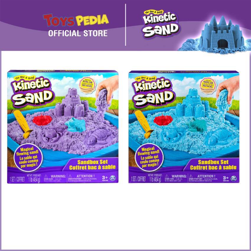 Kinetic Sand, Sandbox Playset with 1lb of Sand and 3 Molds - Assorted ...