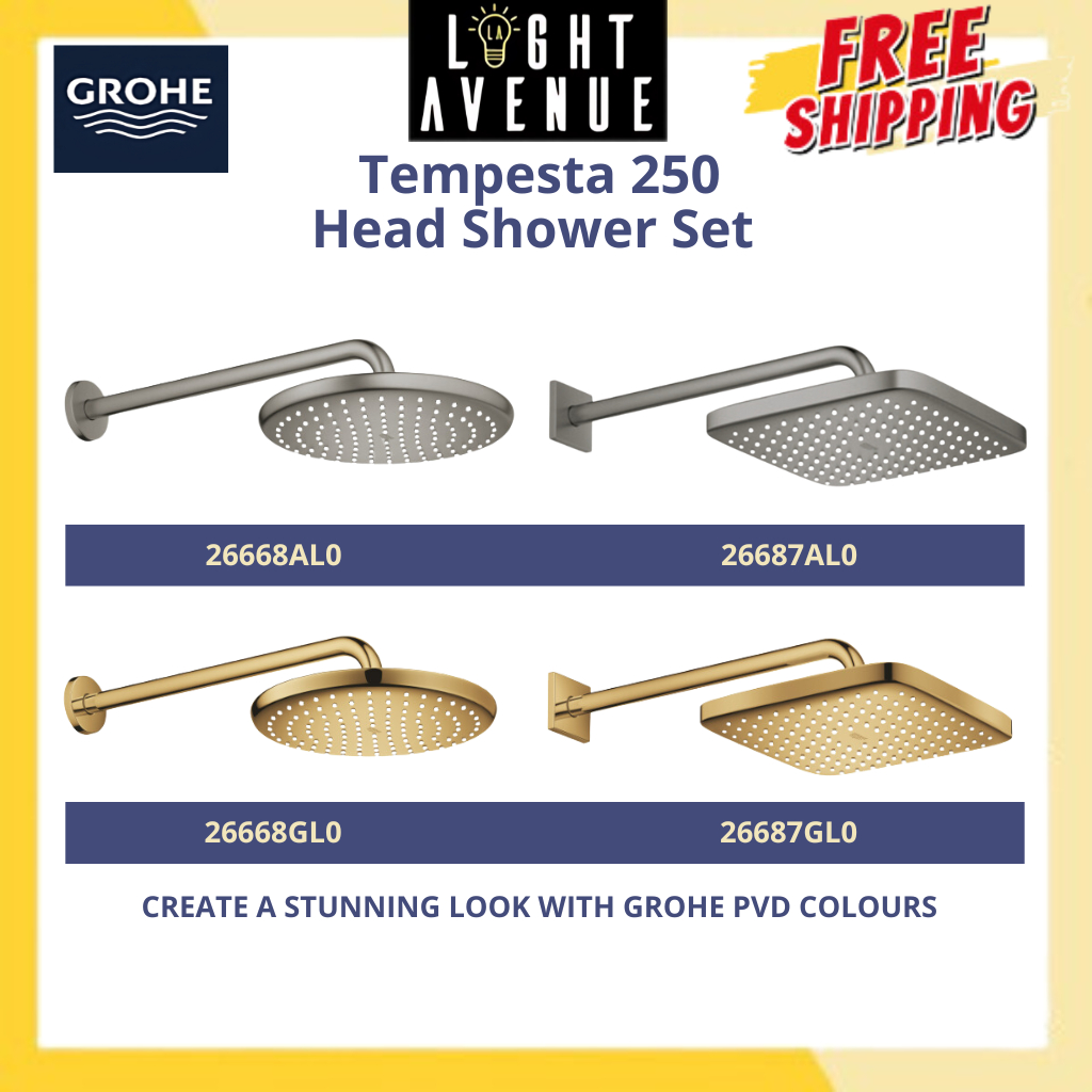 Grohe Tempesta 250 Head Shower Set 380 mm 1 spray | Shopee Singapore