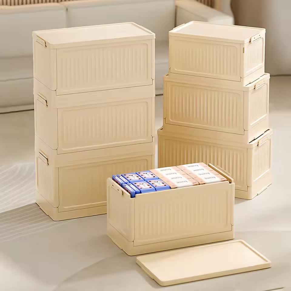 Folding Box with Pulley Large Capacity Box with Lid Portable Sundry ...