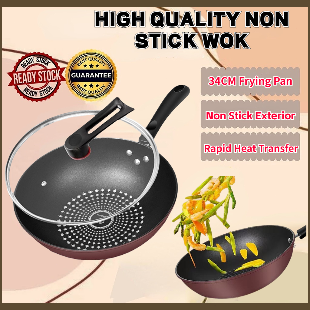 34CM High Quality Non-Stick Maifan Stone Extra Star Wok Cooker ...