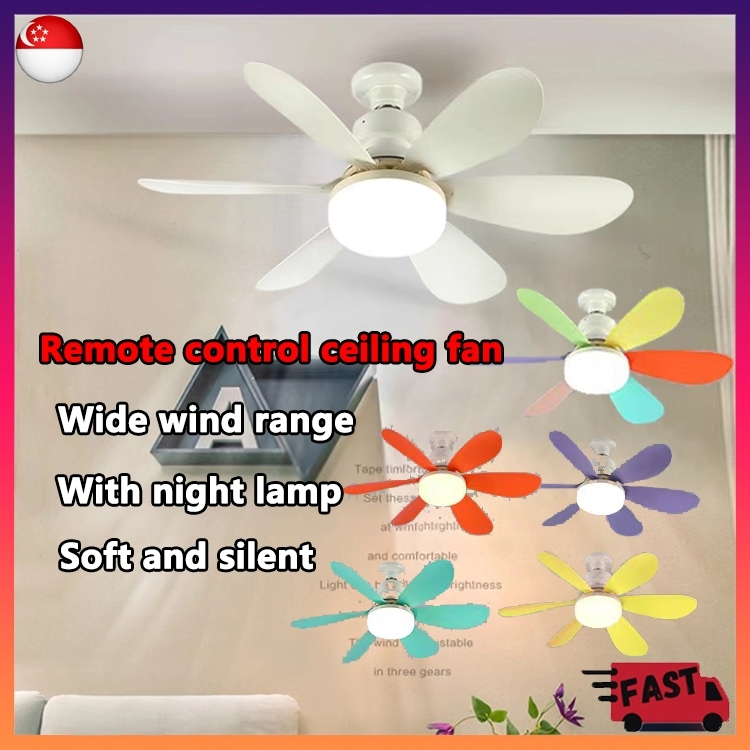 (SG) Led Ceiling Light E27 Ceiling Fan With Light 6 Blades Small ...