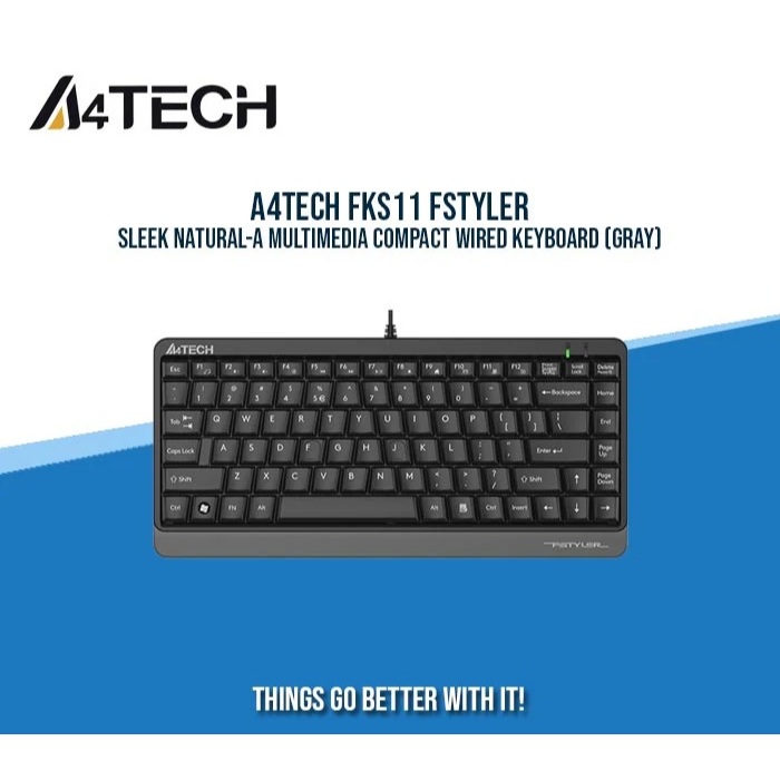 A4TECH Wired Office Compact Keyboard USB (FK11-GY) | Shopee Singapore
