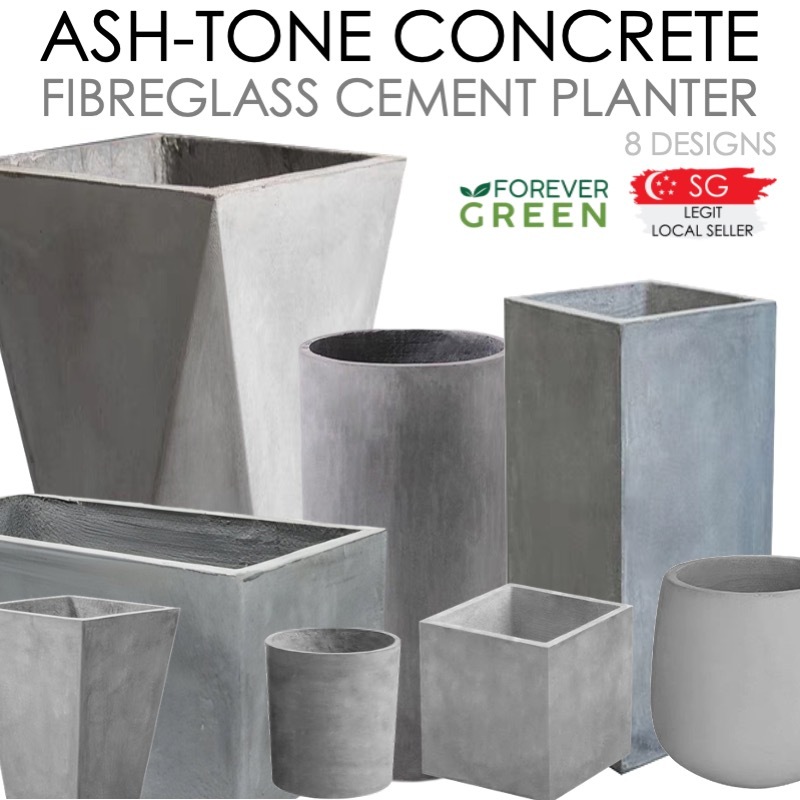 GREY Cement Pot Fibreglass Pot Fiberglass Planter Pot Flower Plant Pot ...
