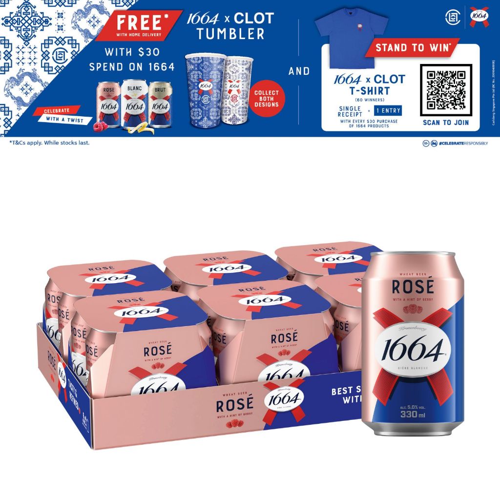 Kronenbourg 1664 Rose Wheat Beer Can 320ML (Pack of 24) | Shopee Singapore