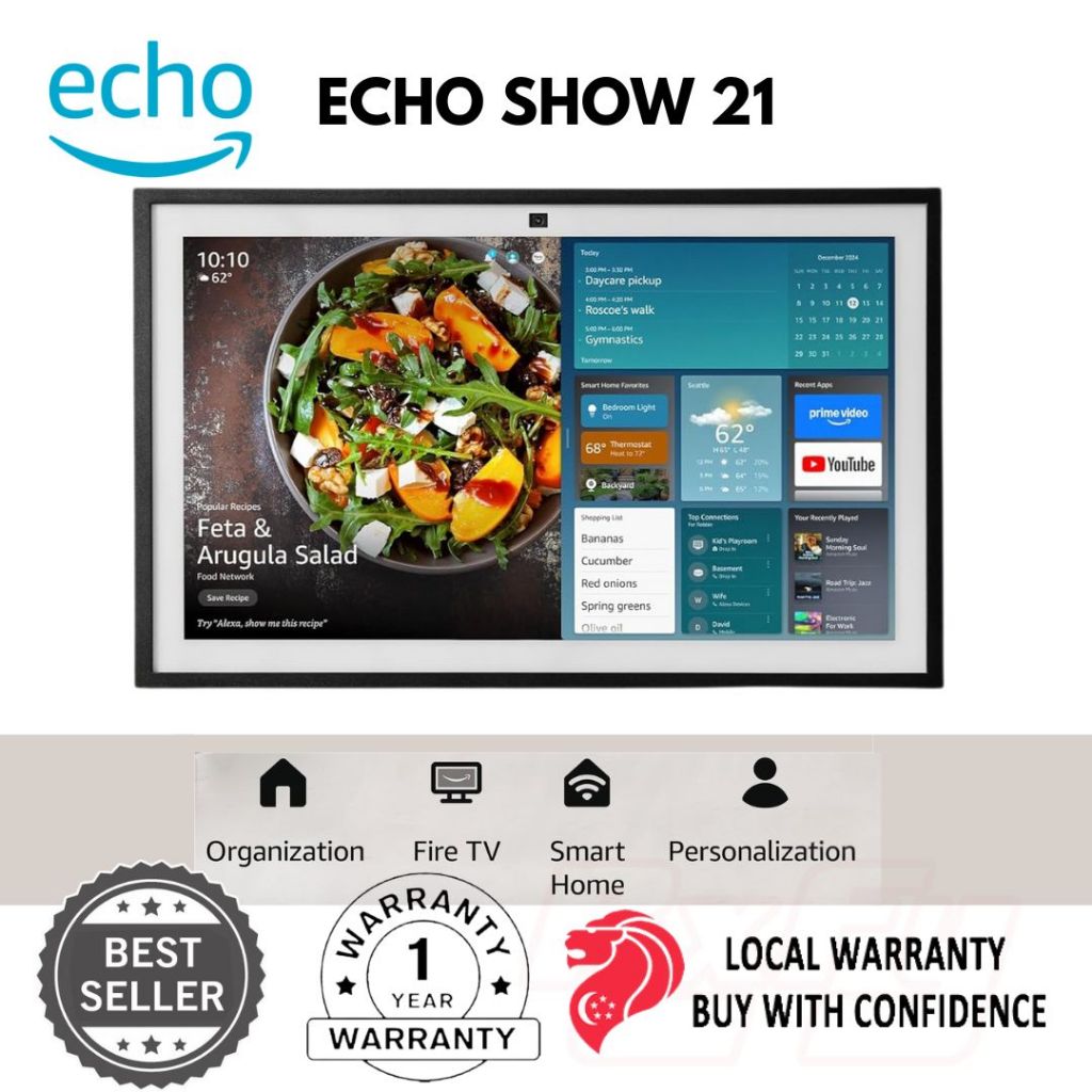 Amazon Echo Show 21 | 21" smart display speaker camera kitchen TV Alexa ...
