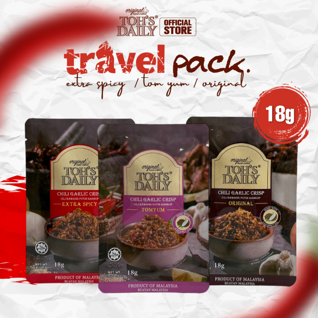 Toh's Daily Chili Garlic Original / Extra Spicy / Tom Yum Sachet 18g (1 ...
