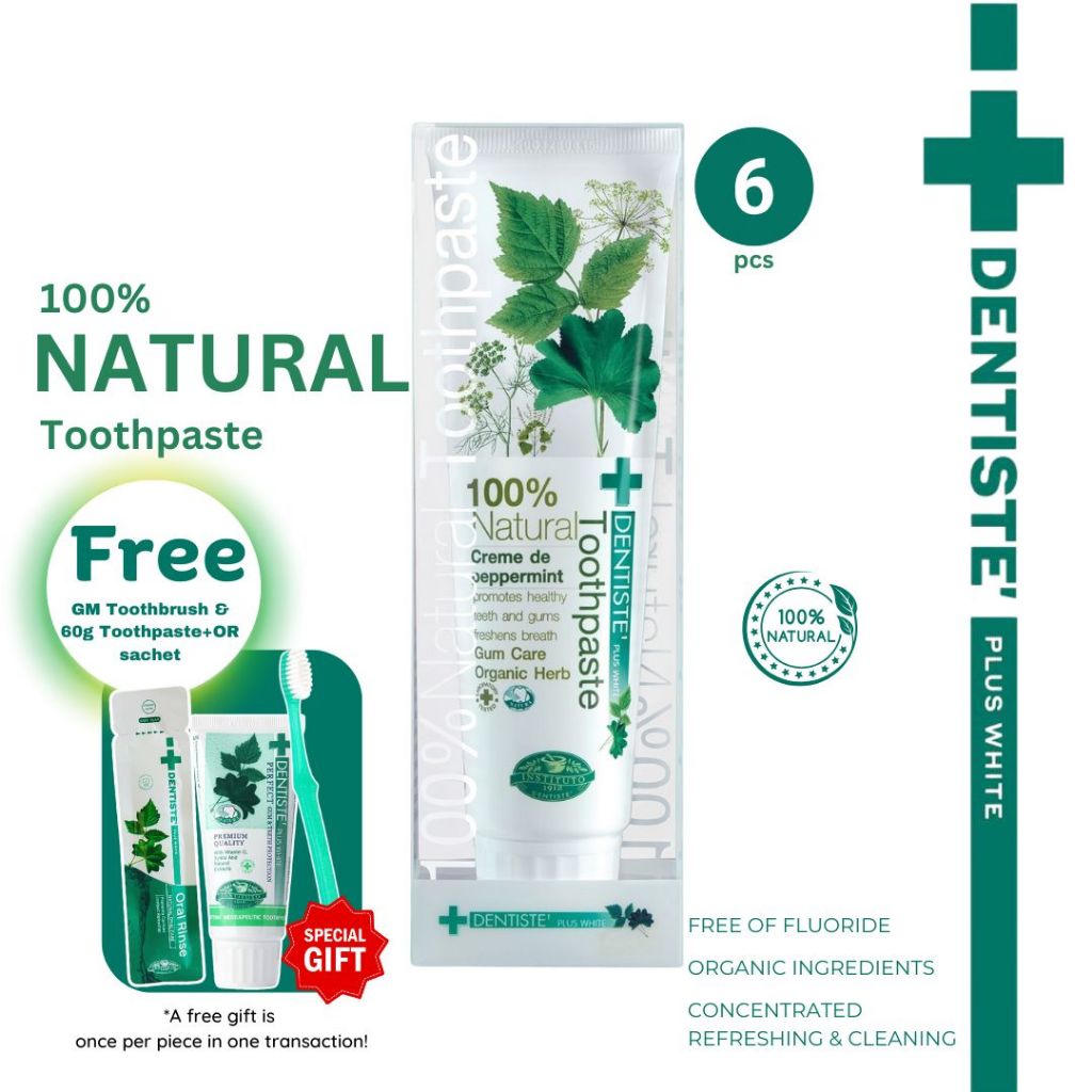 Dentiste Bundle of 6 100% Natural Toothpaste 100g + (Free 60g ...