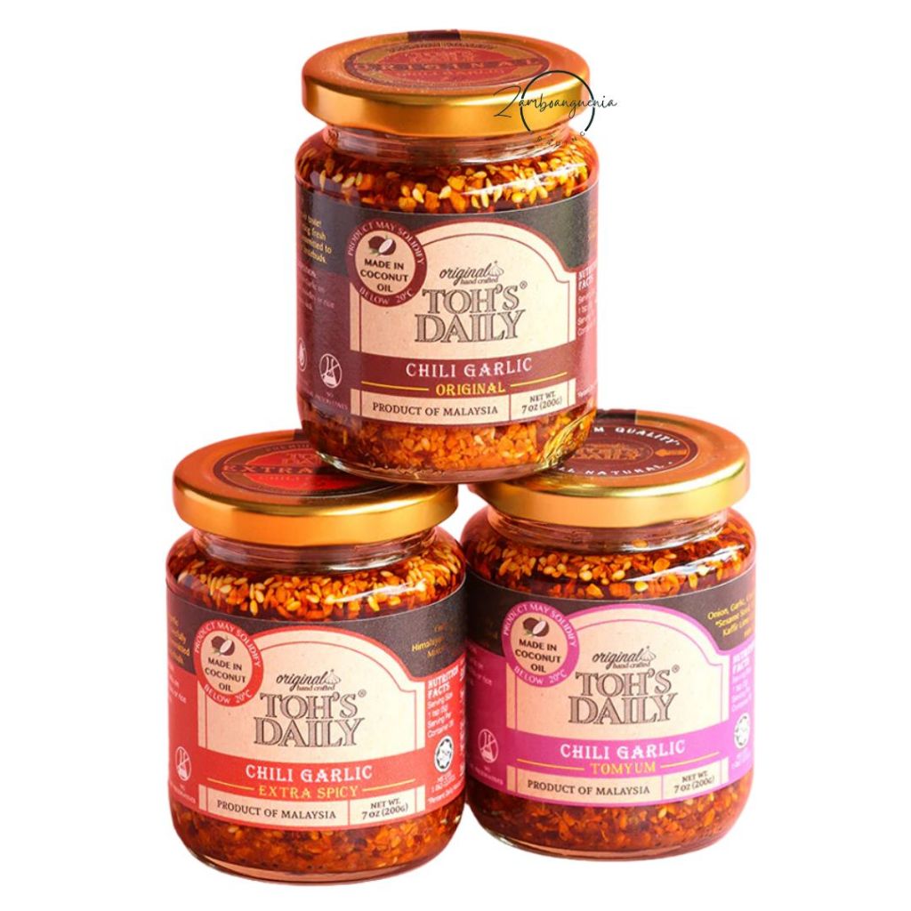 TOH'S DAILY Chili Garlic Sauce (Original | Extra Spicy | Tom Yum) (200g ...