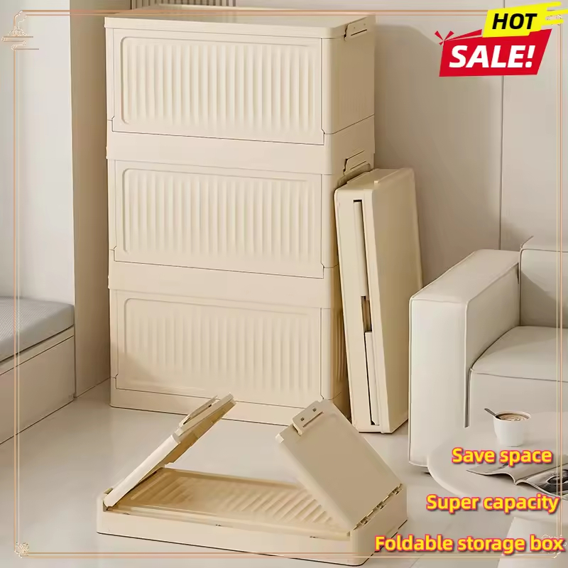 Folding Plastic Box with Pulley Large Capacity Box Lid Portable Sundry ...