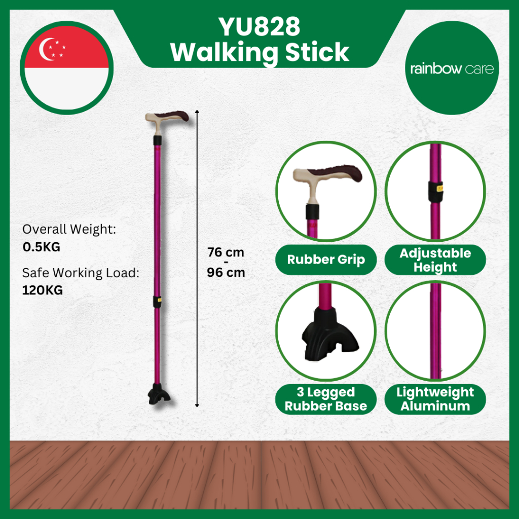 [SG STOCK] Rainbow Care's YU828 Walking Stick - 3 Legged (Adjustable ...
