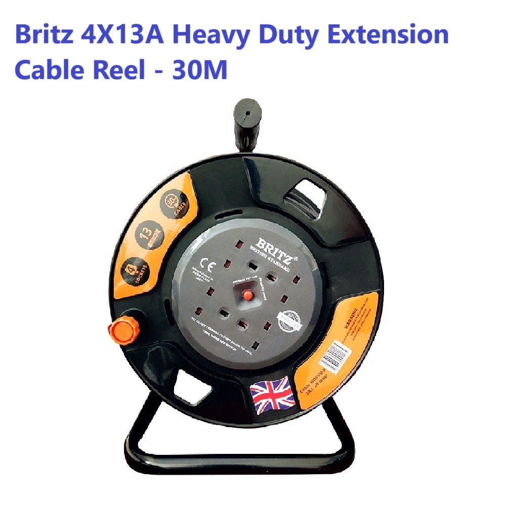 Britz 4X13A Heavy Duty Extension Cable Reel - 30M | Shopee Singapore