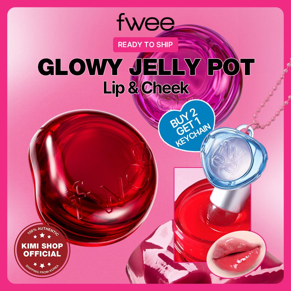 [FWEE] Lip&Cheek Glowy Jelly Pot 19 Colors Keyring Keychain / Korean ...
