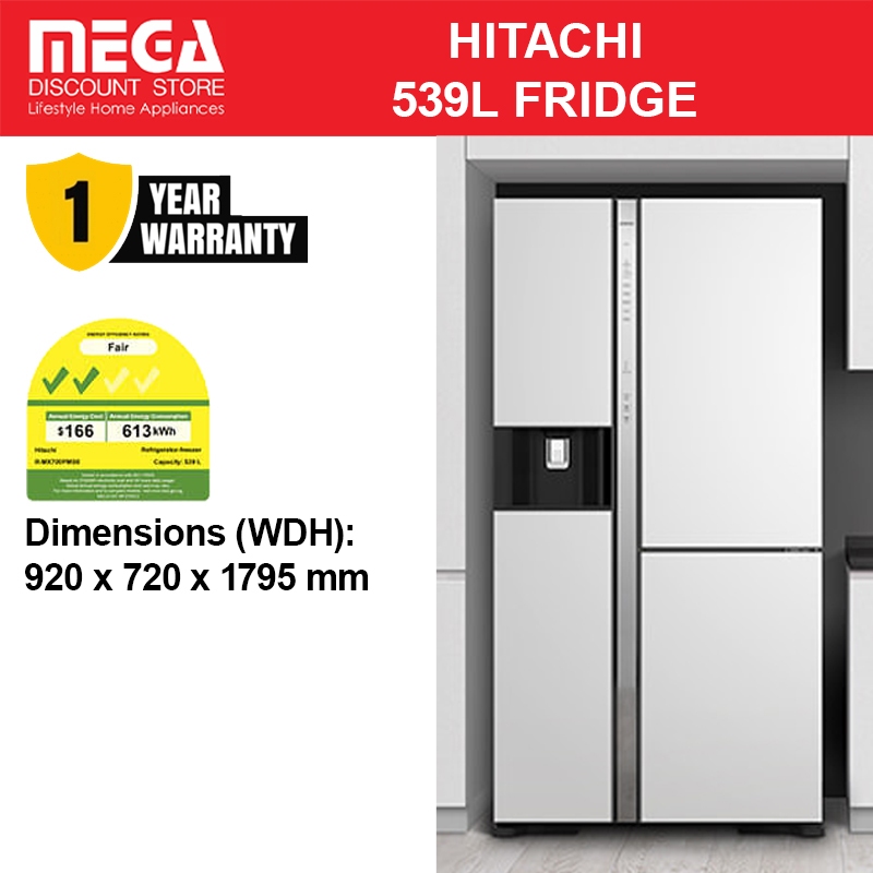 HITACHI R-MX700PMS0 539L FRIDGE | Inverter | Water Dispenser with 5L ...