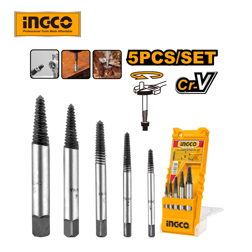 INGCO 5PCS Screw Extractor Set ASE008 | Shopee Singapore