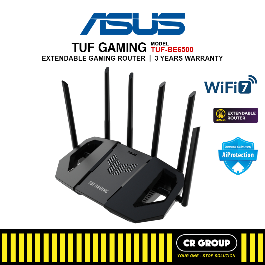 ASUS TUF Gaming BE6500 Dual Band WiFi 7 Extendable Gaming Router - Quad ...