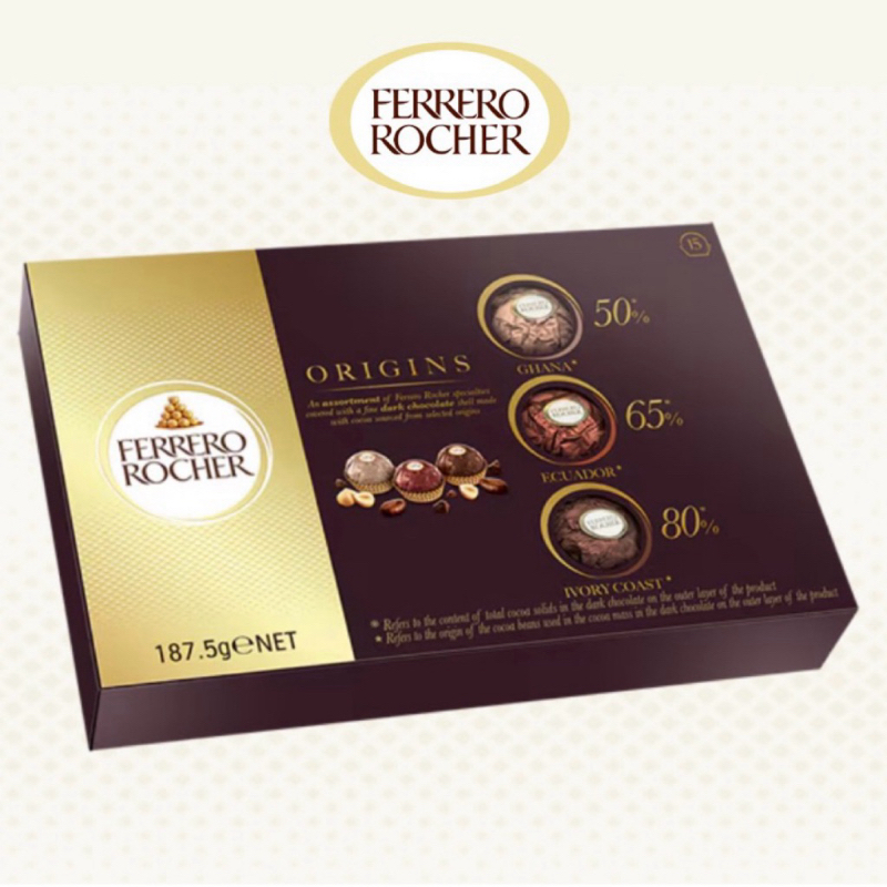 FERRERO ROCHER ORIGINS Dark Chocolate ASSORTED GIFT BOX WITH 15 PIECES ...