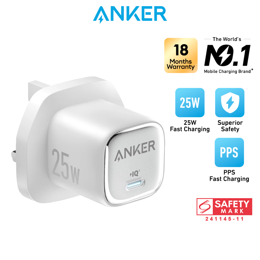 Anker Charger 25W USB C Charger Block, Compact Size, Supports PPS Fast Charging for Galaxy ...