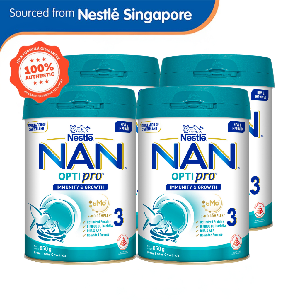 [Bundle of 4] Nestle NAN Optipro Stage 3 Growing Up Milk Formula 850g - From 12 Months | Shopee ...