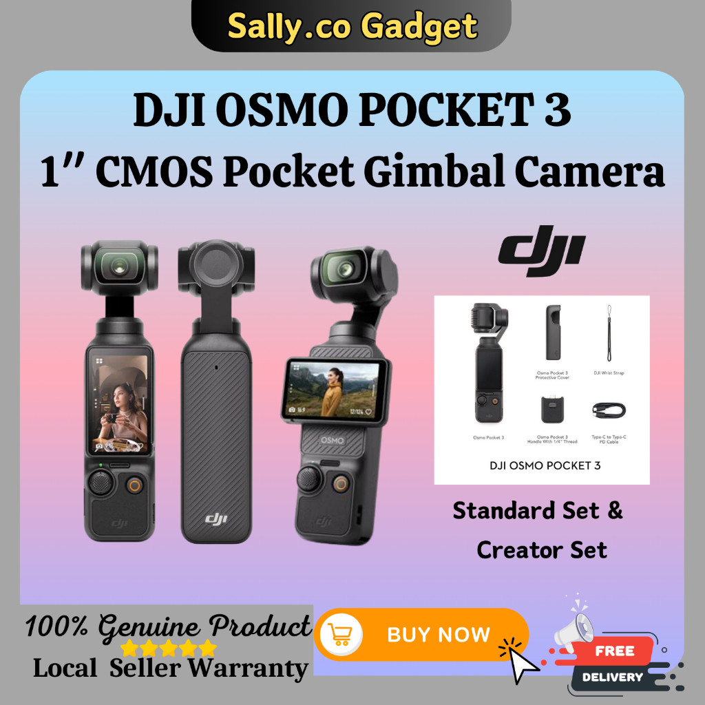 [ReadyStock]DJI Osmo Pocket 3 Combination 1 Inch CMOS and 4K/120fps Video Blogging Camera Small ...