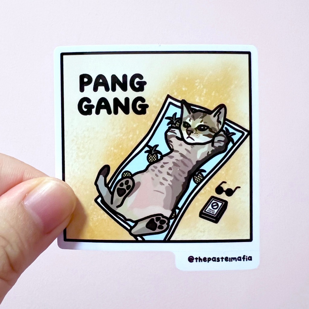 (SG) "pang gang" singlish cat meme waterproof vinyl sticker (1 Piece ...
