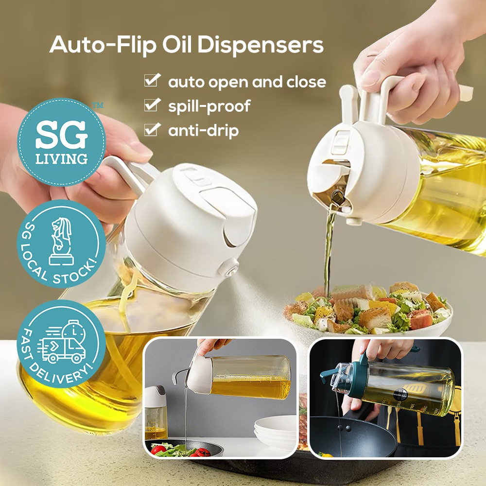 (SG Ready Stock) Oil Dispenser with Handle | Leakproof Glass Seasoning ...