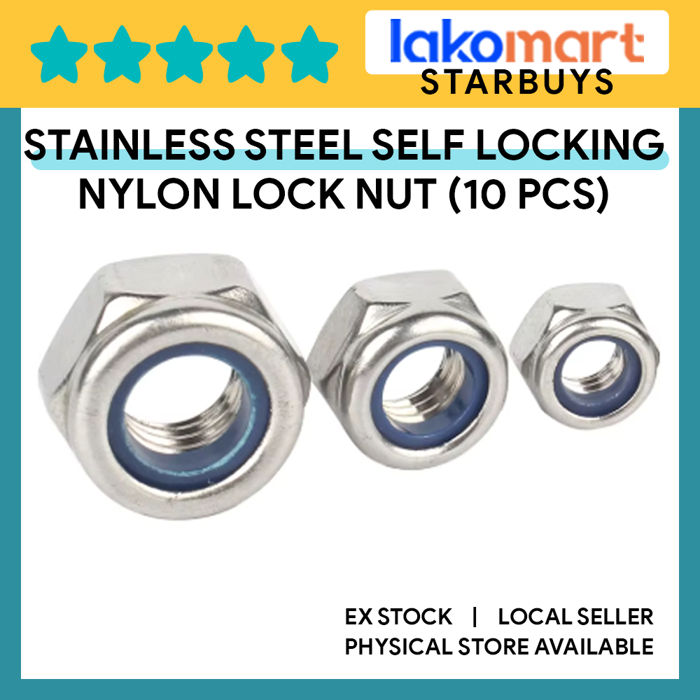 Stainless Steel Self Locking Nyloc Nylon Lock Nut (10pcs per order ...