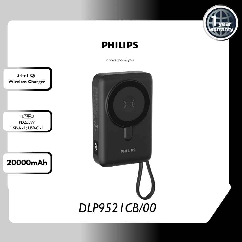 Philips 20000mAh Magnetic Wireless Charge Powerbank 22.5W Fast Charge ...